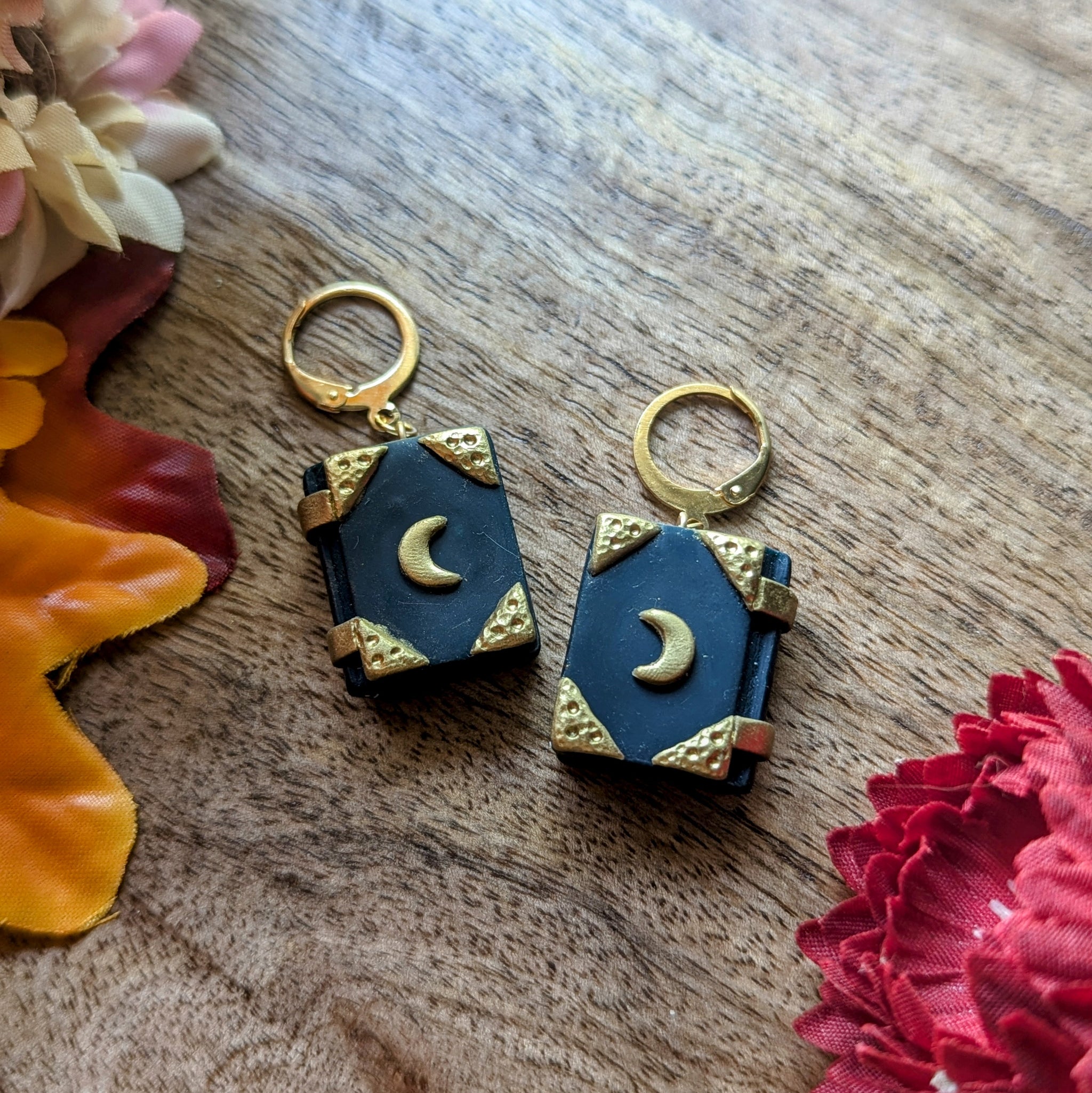 Gold Moon Book Dangle Earrings – The Midnight Glen